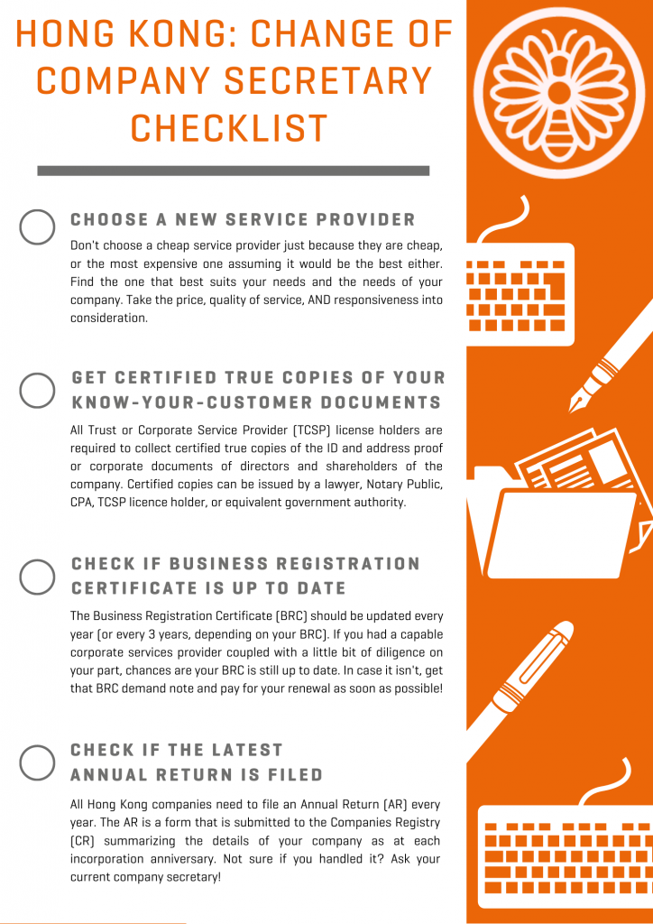 Hong Kong: Change of Company Secretary Checklist | iNCUBEE Hong Kong